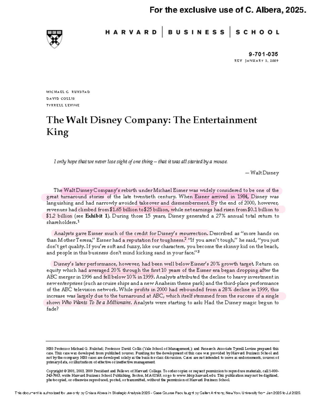 The Walt Disney Company: Strategic Analysis Case Study (STRATEGY 2025 ...