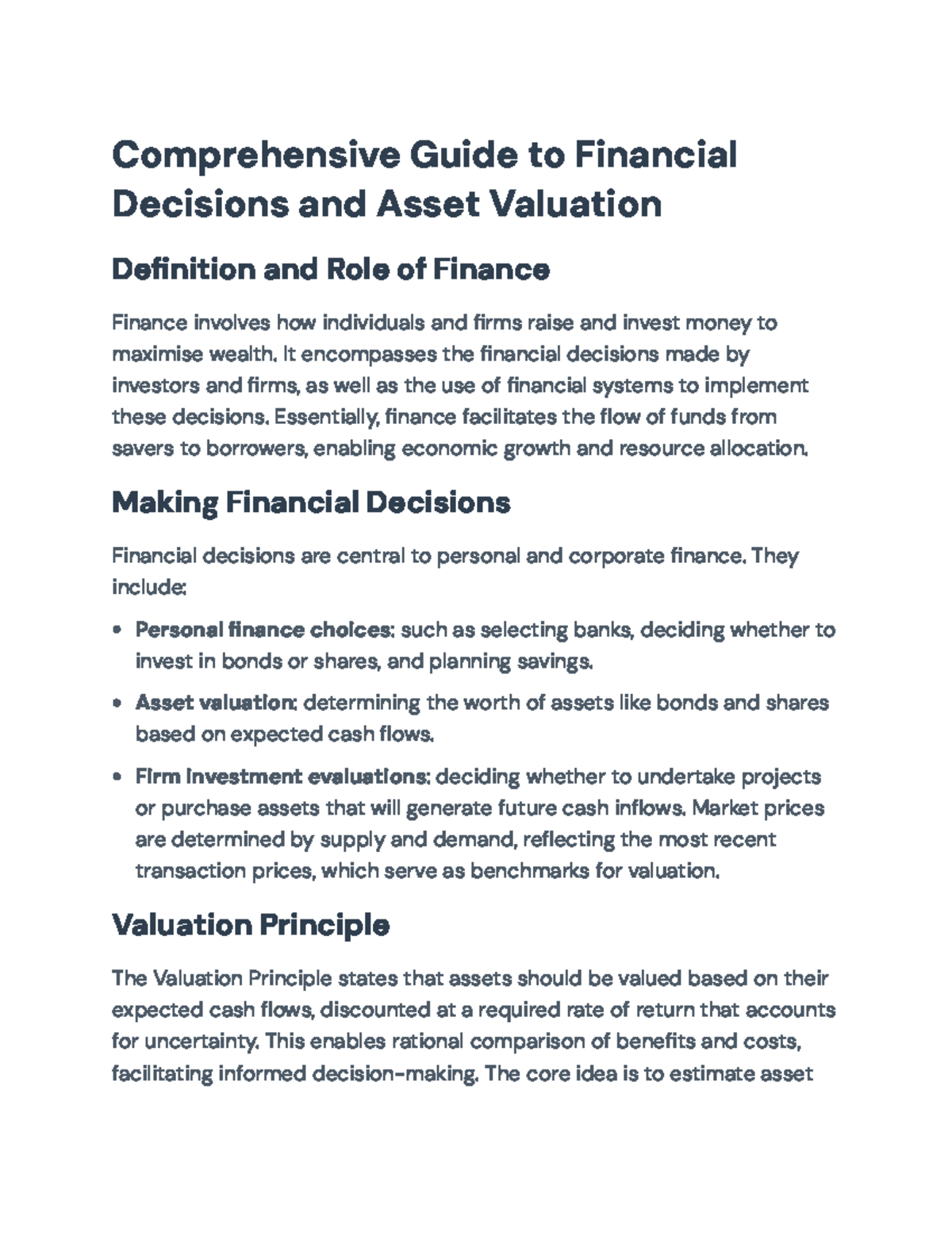Comprehensive Guide to Financial Decisions and Asset Valuation ...