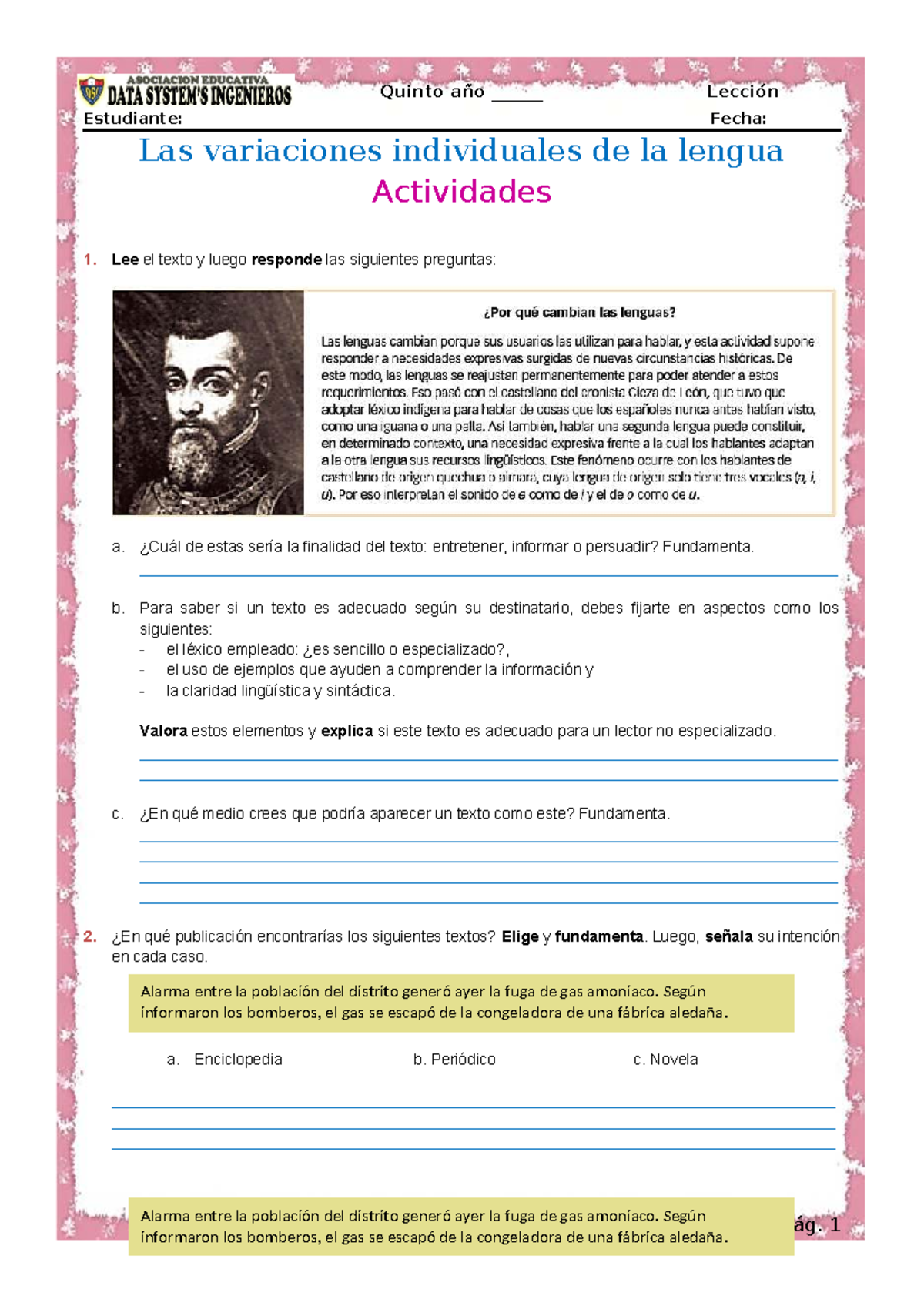 Quinto Año Lección Variaciones Individuales De La Lengua Studocu