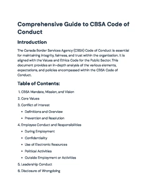 CBSA Code of Conduct Overview: Ethics, Values, and Professional ...