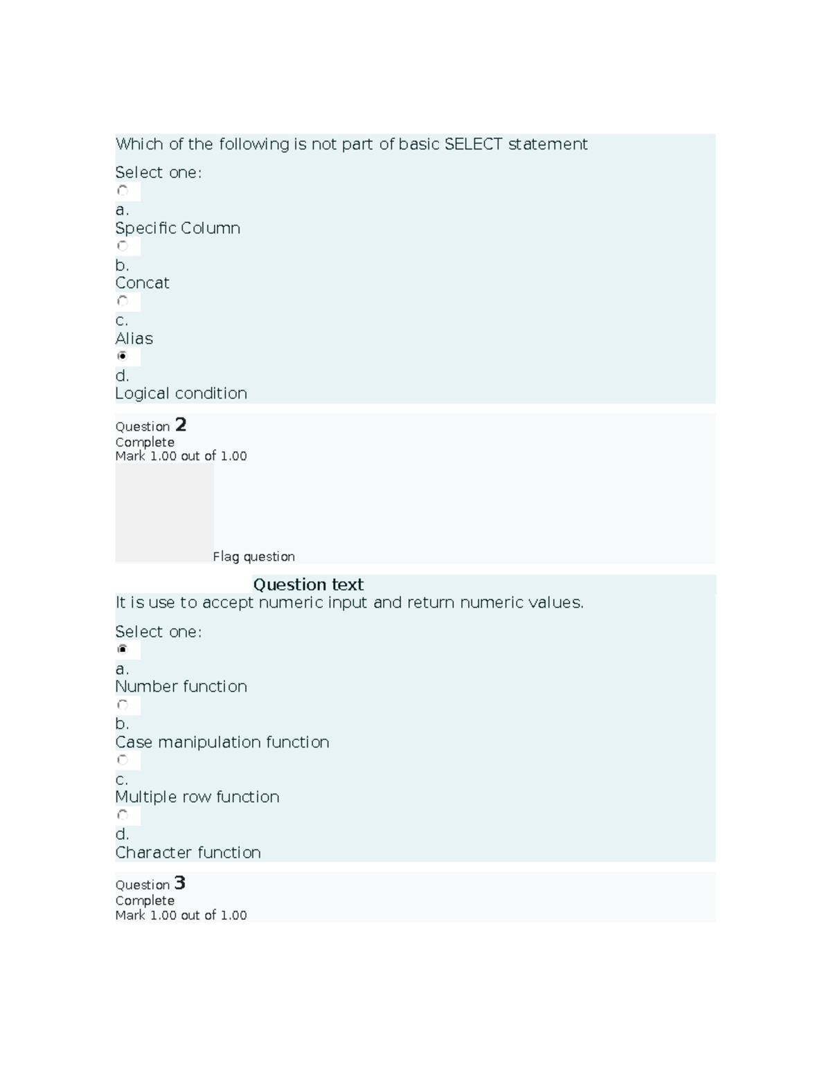 SQL Queries and Functions: Exam Answers (CS101) - Studocu