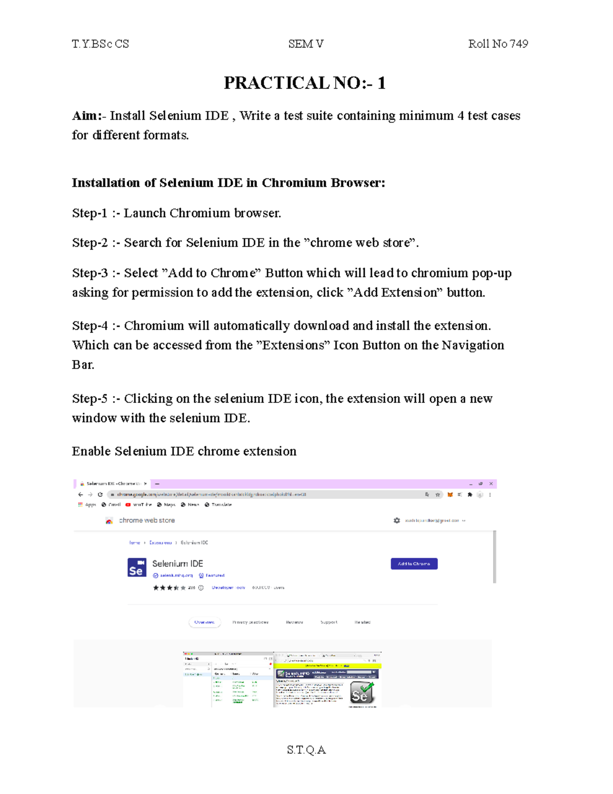 STQA Practical Exercises for Selenium and Java Implementation - Studocu