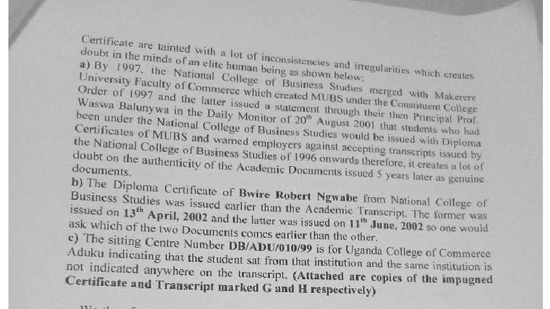Certificate Verification Issues: Case Study of Bwire Robert Ngwabe ...