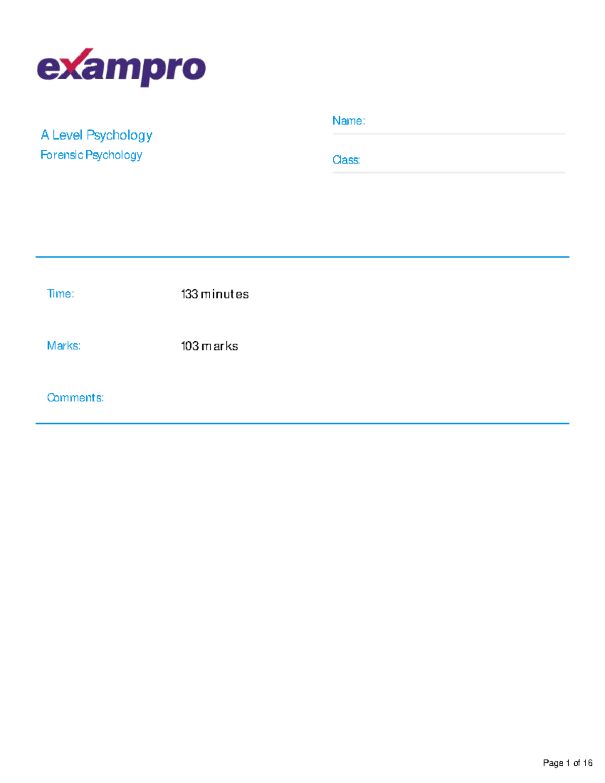 A Level Psychology: Forensic Psychology Exam Notes (103 Marks) - Studocu
