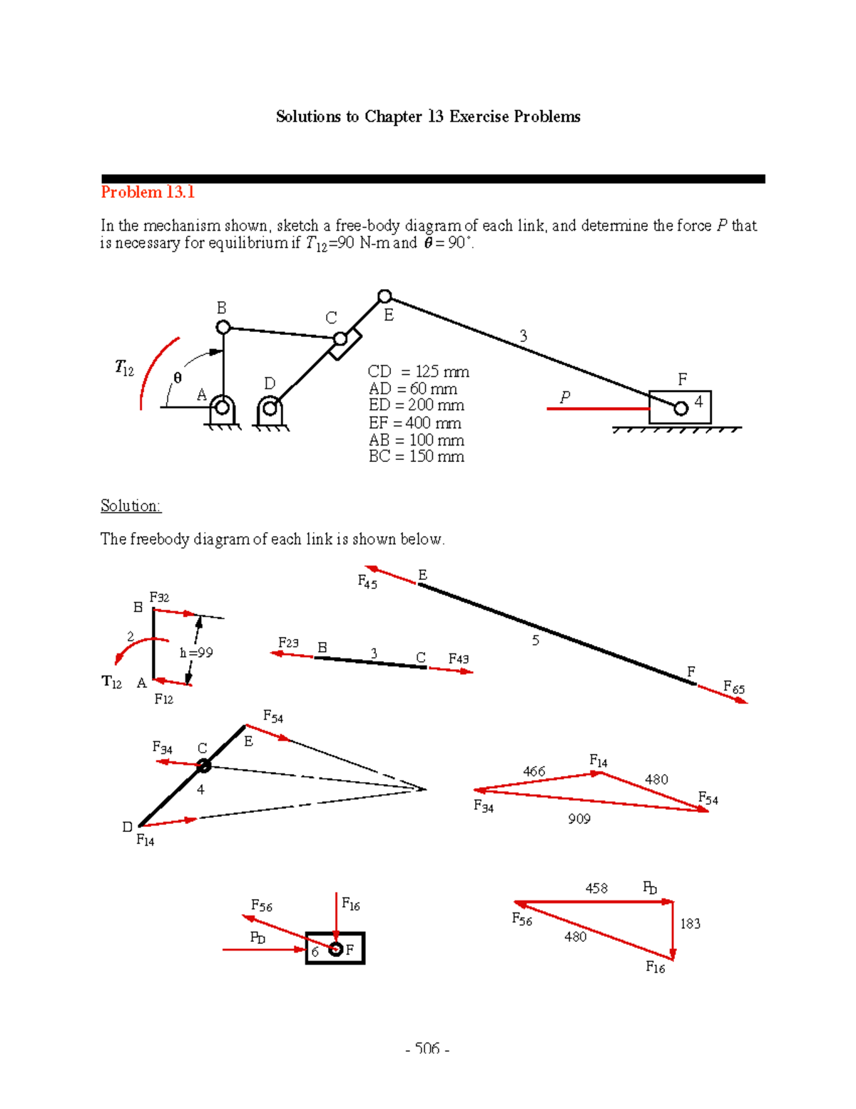 Force Analysis: Chapter 13 Solutions and Diagram Notes - Studocu