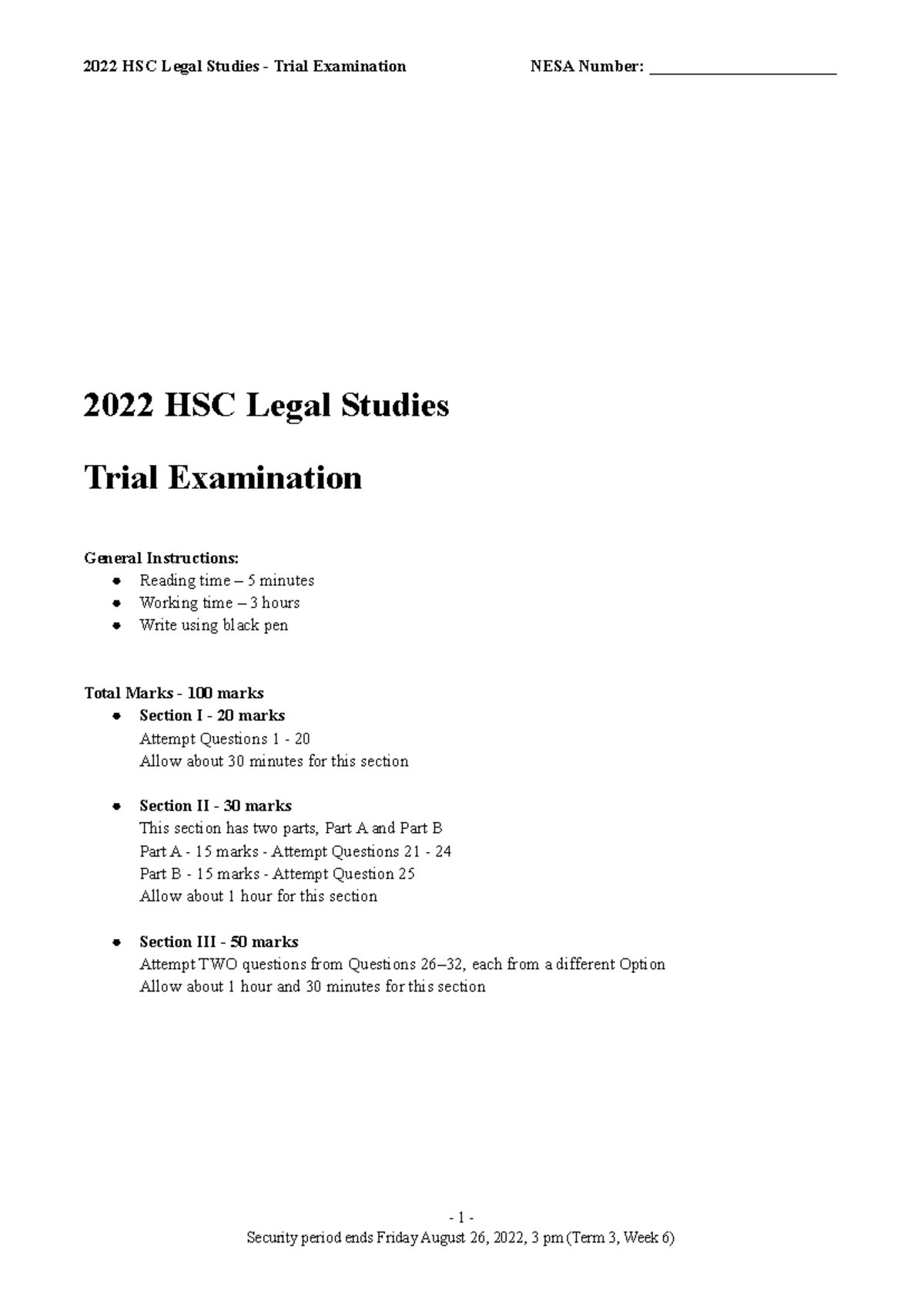2022 HSC Legal Studies Trial Examination (LS EBE) - Comprehensive Guide ...