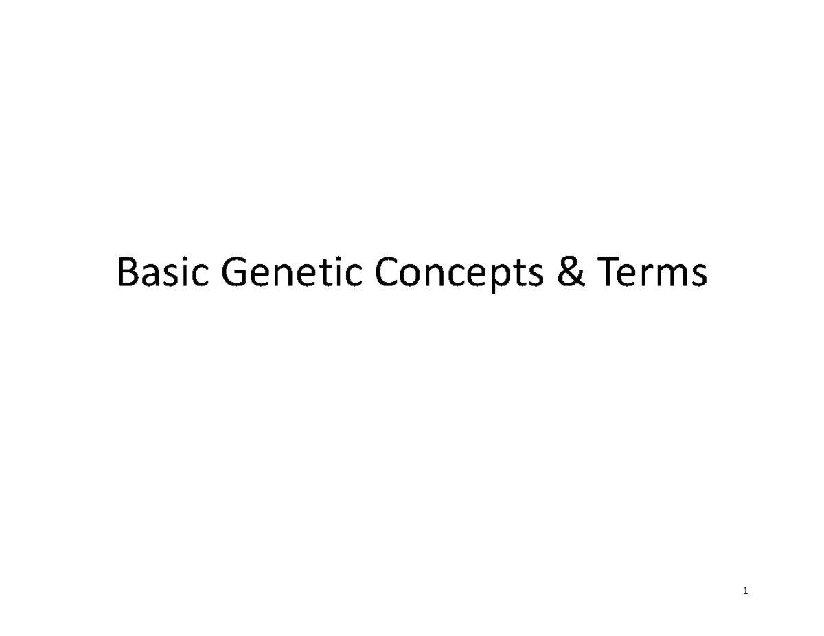 Genetics 101: Basic Concepts and Key Terms for Genetics Study - Studocu