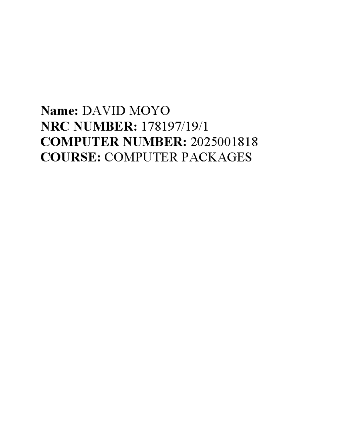 Assignment B0101 - Answers on Computer Packages & Software Concepts ...