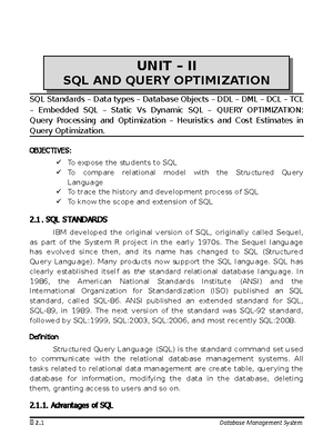 DBMS Unit 3 notes - Unit- Topics Covered: Basics of SQL-DDL,DML,DCL,TCL ...