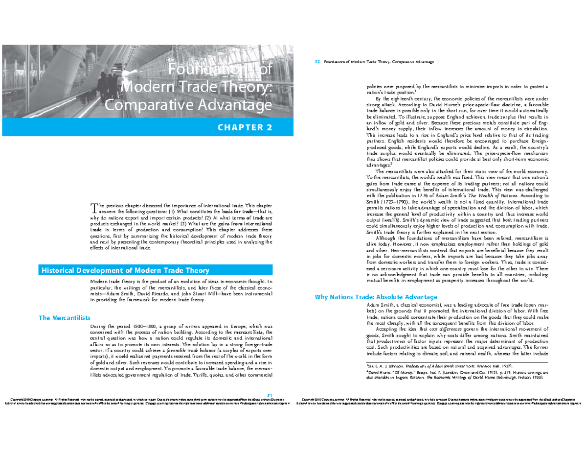 Foundations of Modern Trade Theory: Comparative Advantage - Chapter 2 ...