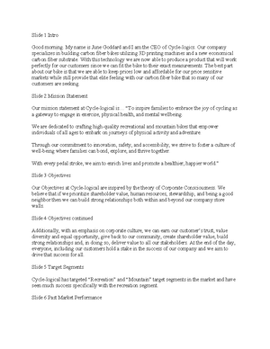 C216 Task 1 PPT - Jasmine Widmer 442808 FlexFrame Bikes ####### Mission ...