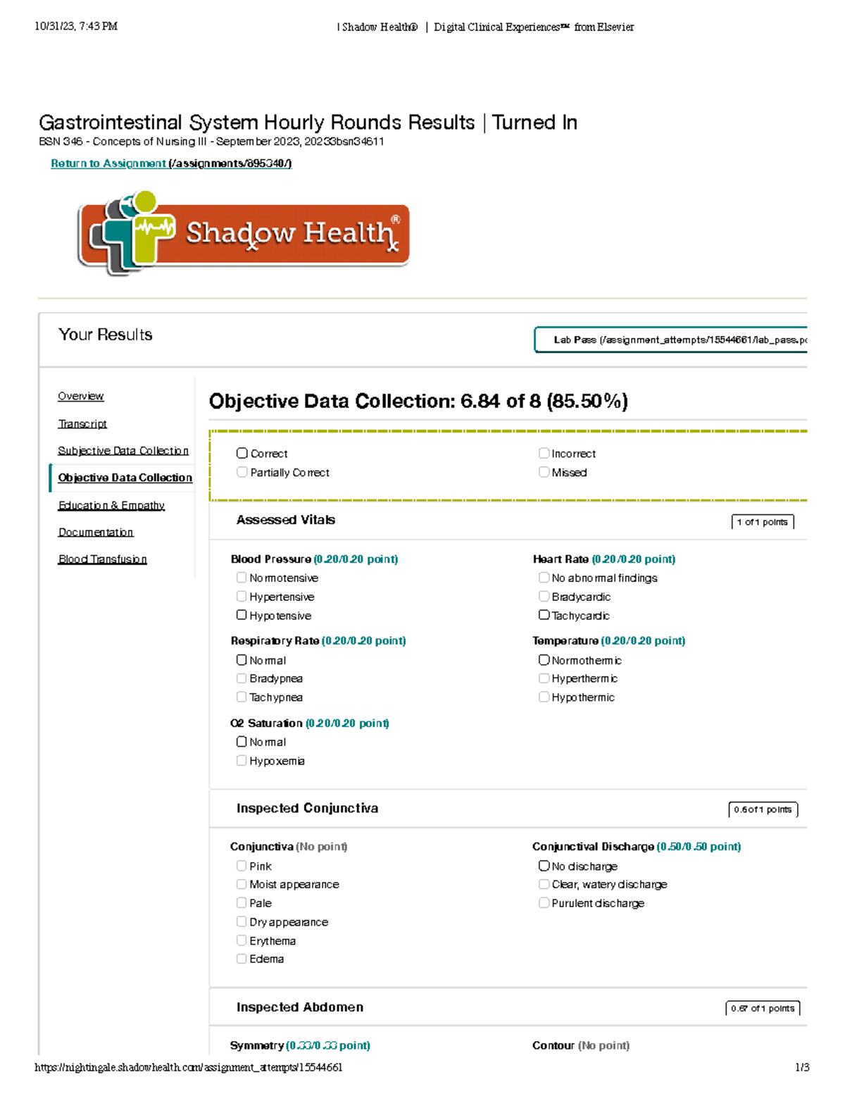 BSN 346 - Gastrointestinal System Rounds Results - Oct 2023 - Studocu