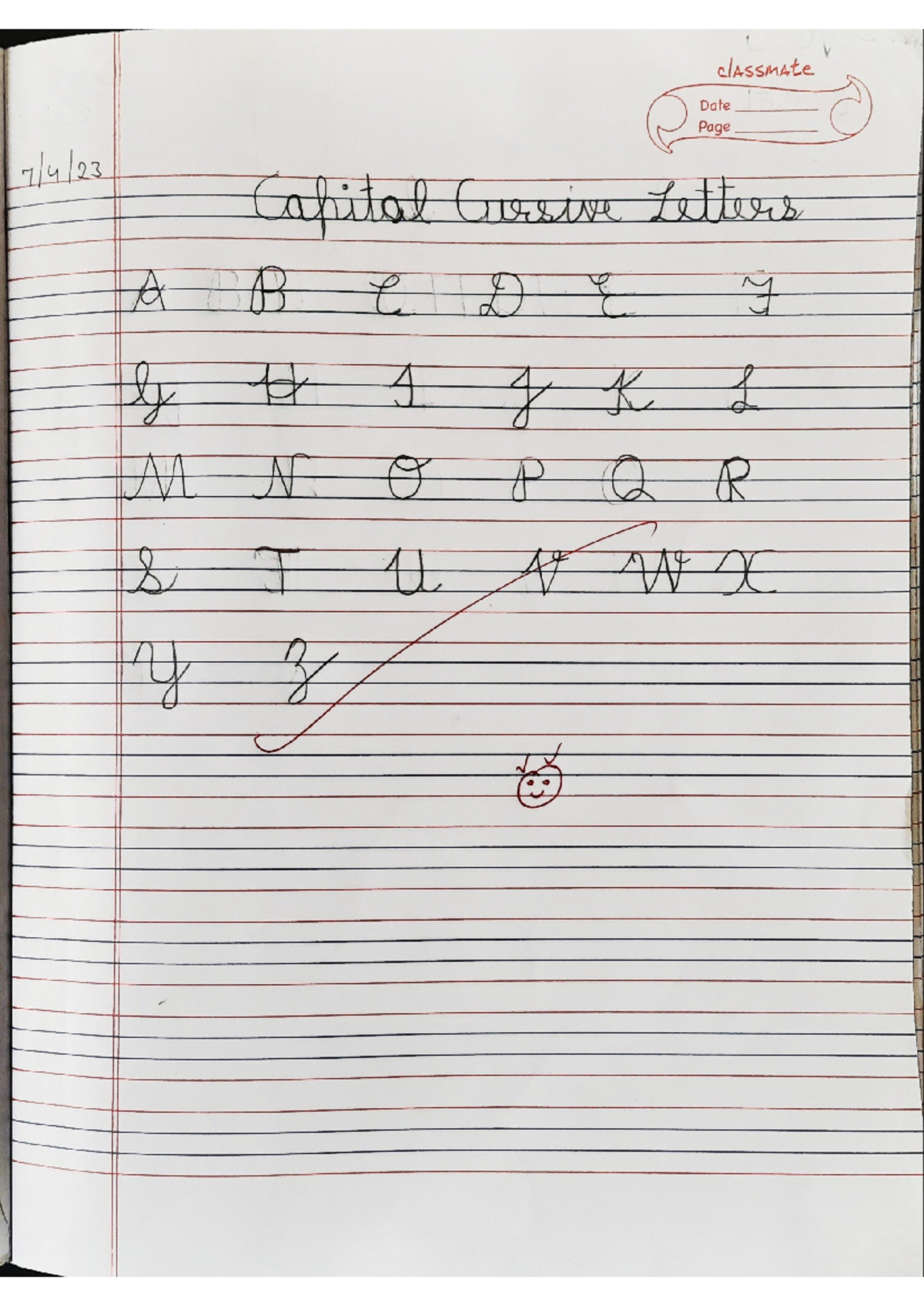109 638179471597613397 - classmate 3 Date Page Capital Cursive Letters ...