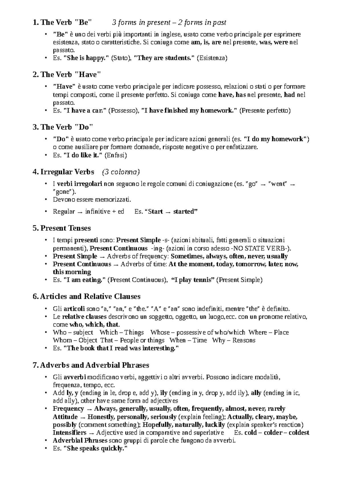 English Verb Tenses Overview (ENG 101) - Studocu