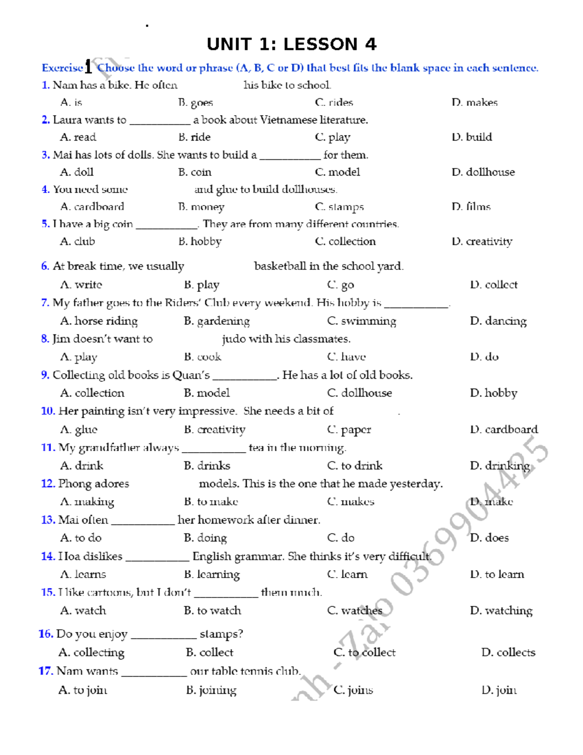 UNIT 1: LESSON 4 - Exercise 9 Sentence Rewrites - Studocu