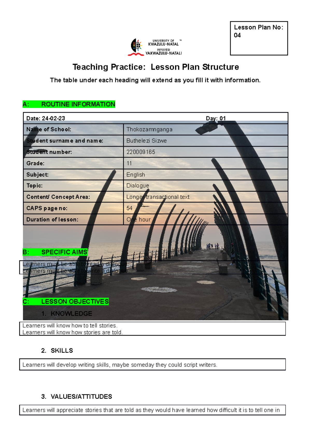 English 11 Lesson Plan: Teaching Dialogue Writing - Final Draft - Studocu