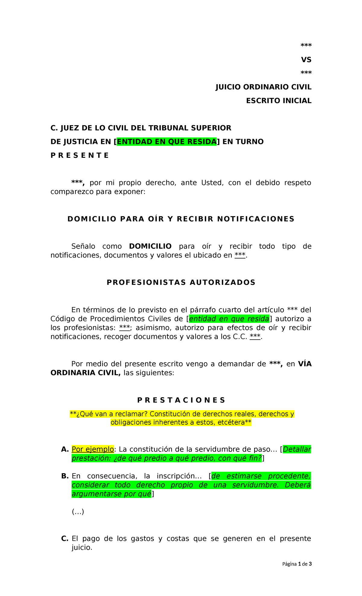 APJ-U8: Juicio Ordinario Civil - Escrito Inicial y Consideraciones ...