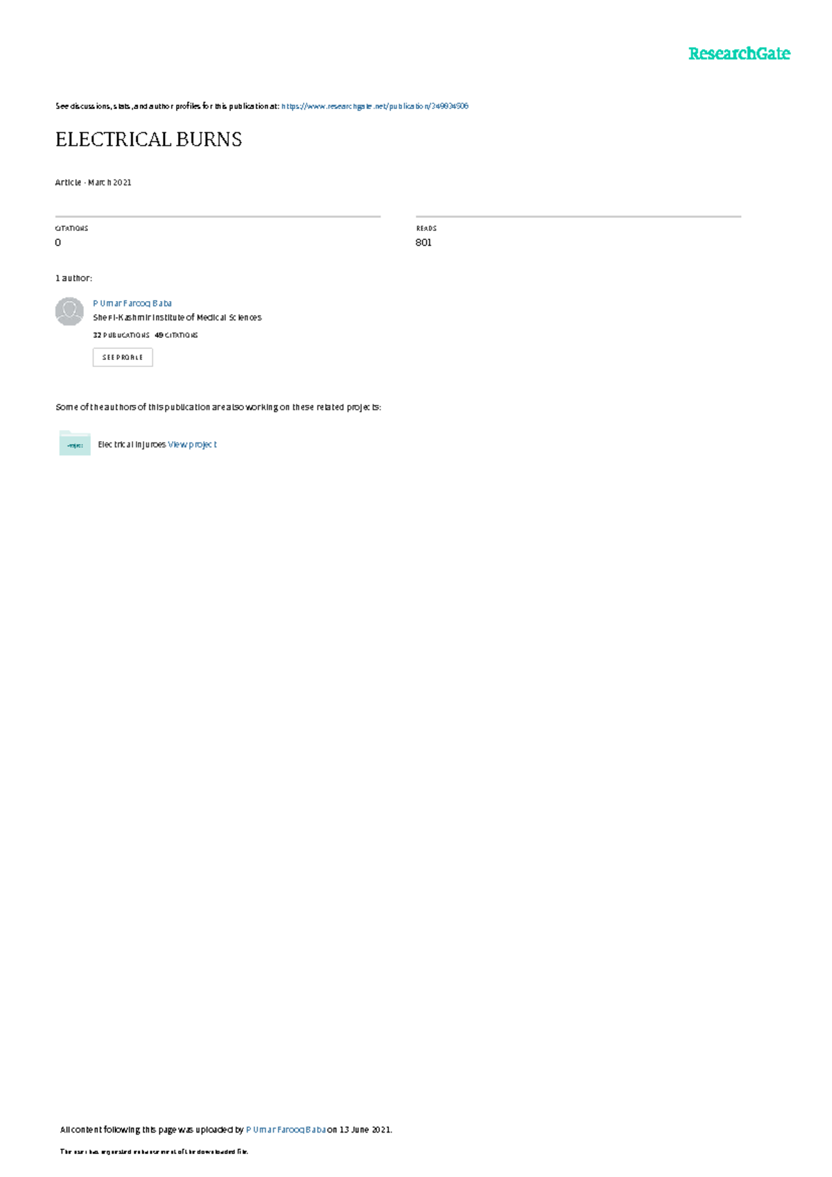 ELECTRICAL BURNS: Understanding the Invisible Enemy in Trauma - Studocu