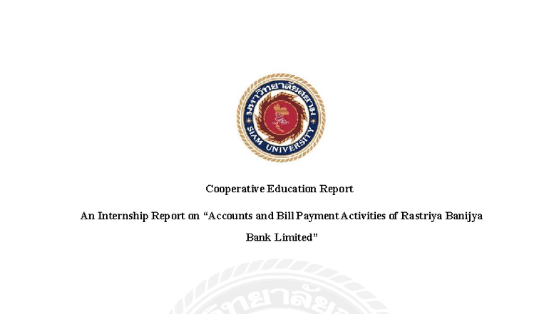 Internship Report on Bill Payment Activities at RBB - COOP 6208040034 ...