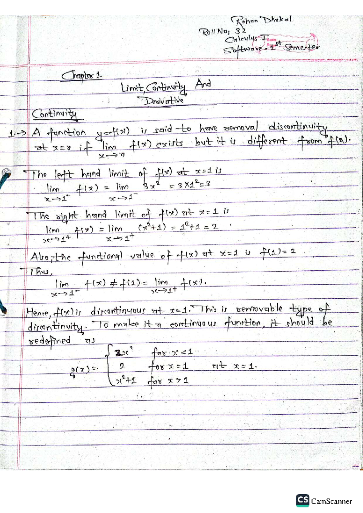 Calculus I (MATH101) Chapter 1: Limits, Continuity, and Derivatives ...