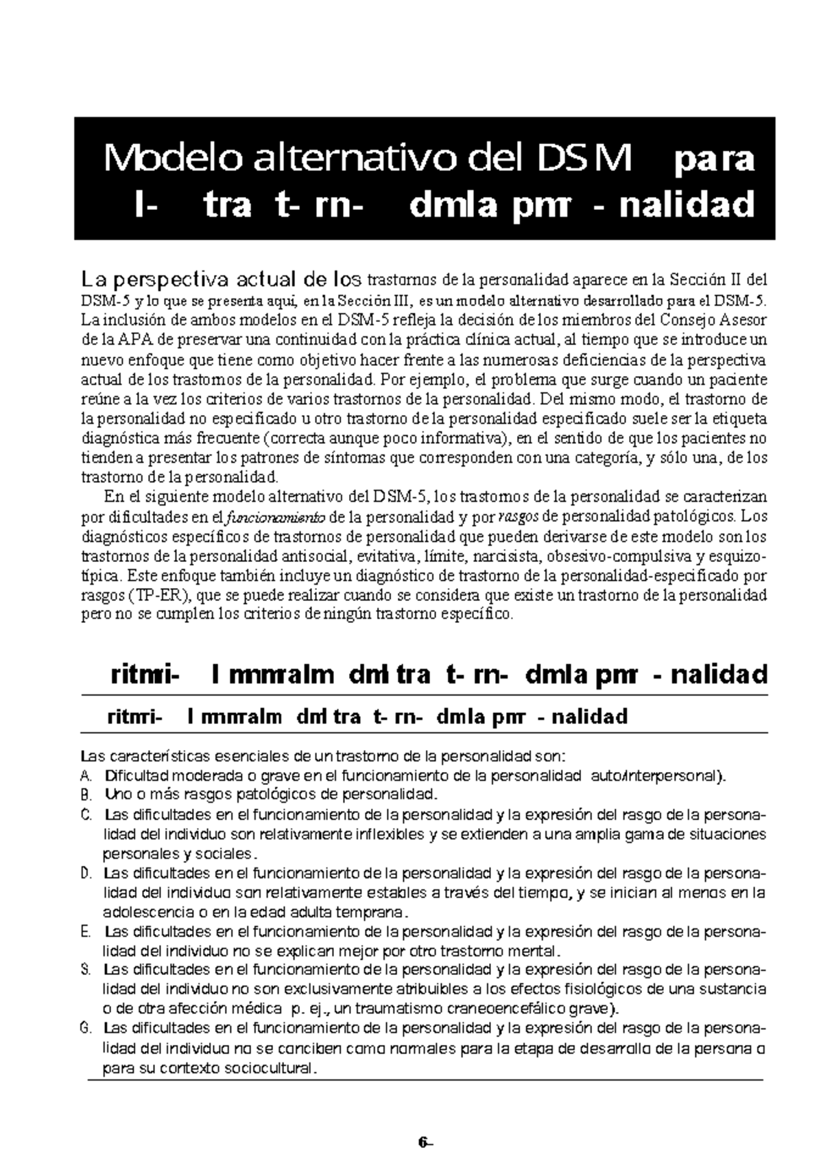Modelo Alternativo de Trastornos de la Personalidad - DSM-5 - Studocu