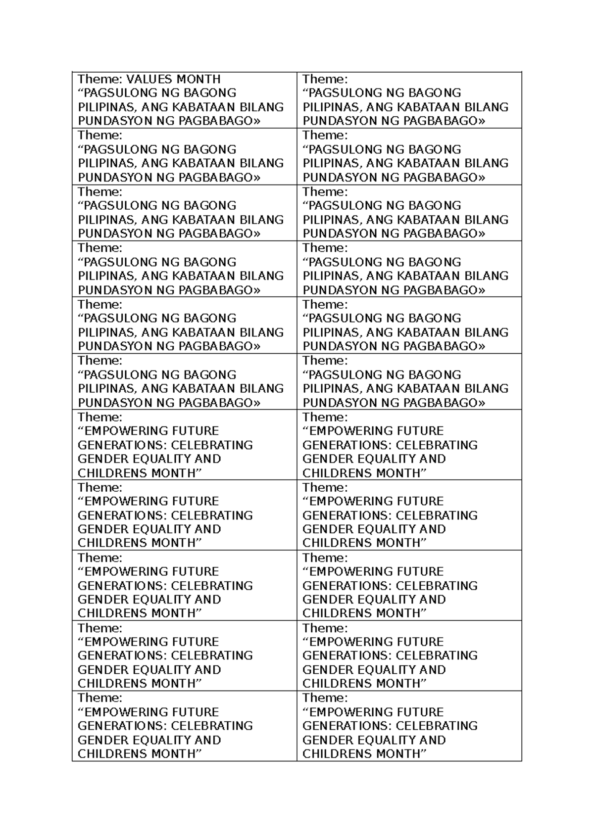 VALUES MONTH Poster Making Contest Themes: Celebrating Youth & Change ...