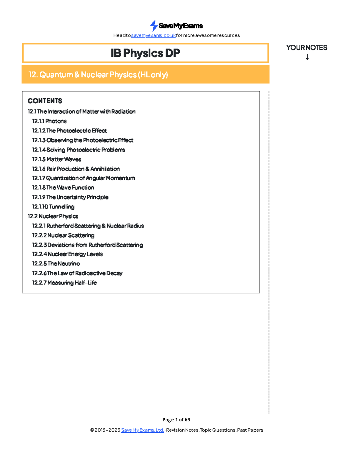Tema 12: Quantum & Nuclear Physics HL IB Study Guide - Studocu