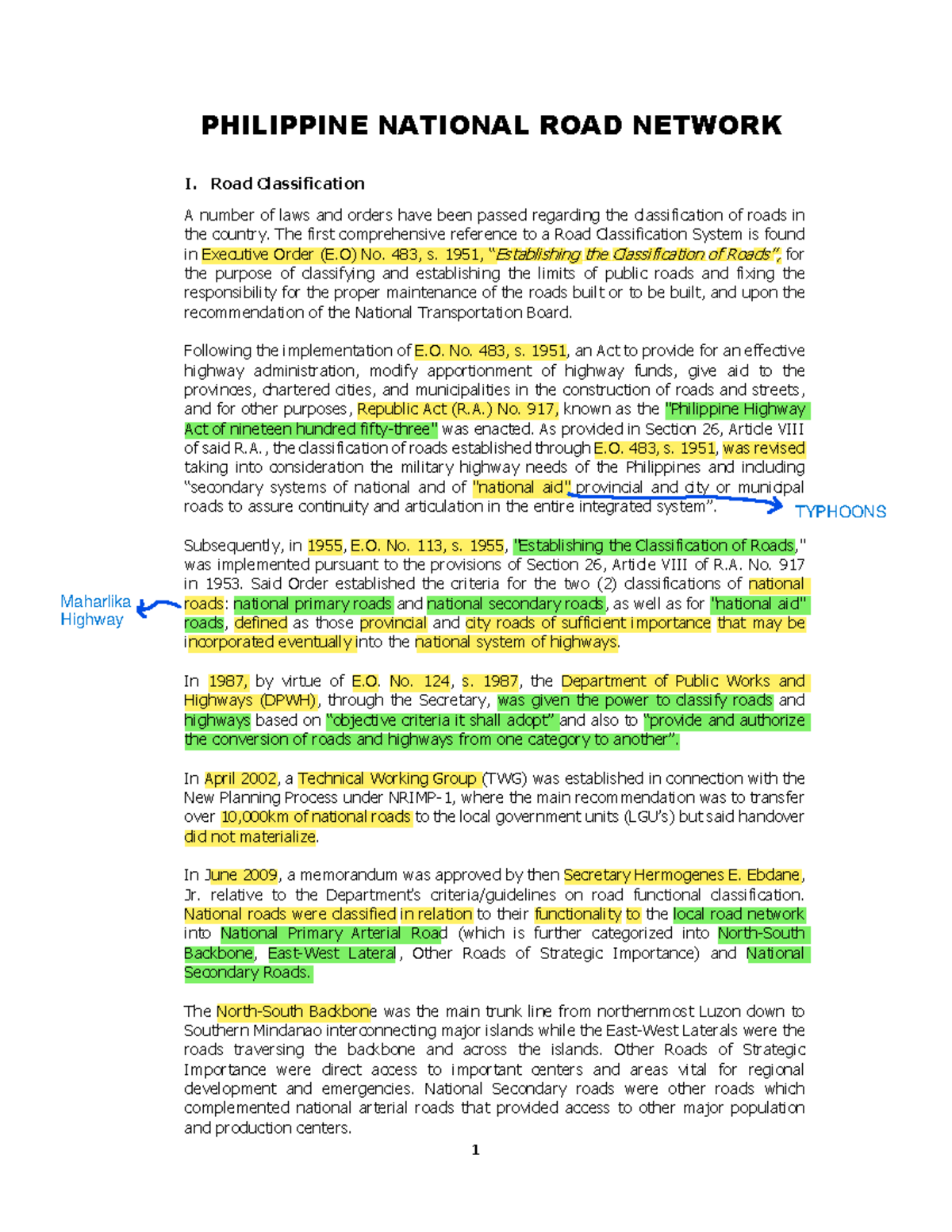 DPWH Road Classification System Overview and Historical Development ...