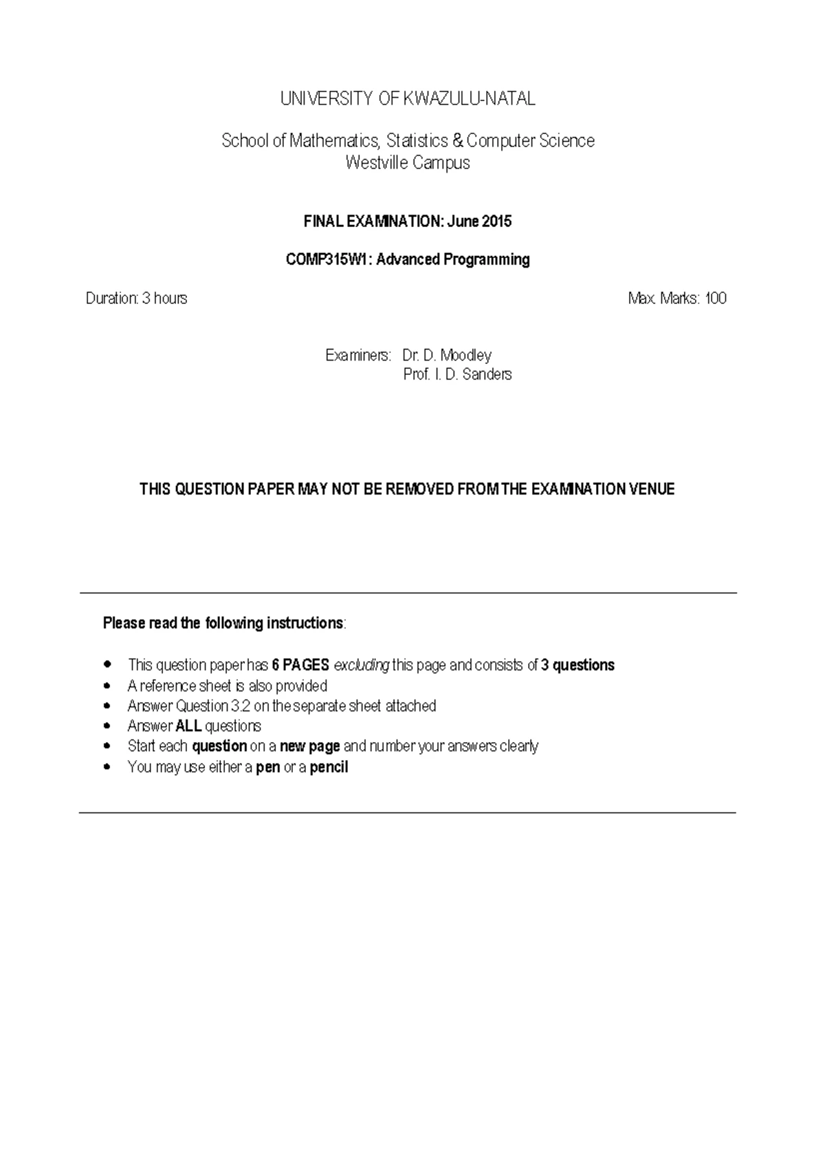 COMP 315: Advanced Programming Course Outline - 2025 - Studocu