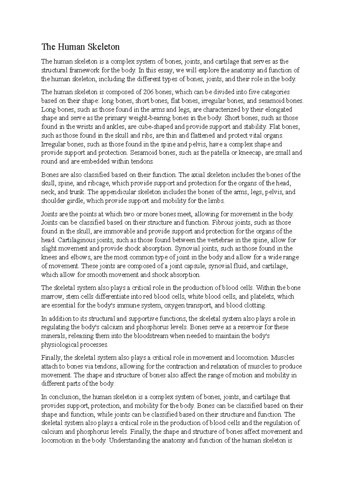 An, Human Skeleton - Essay about An, Anatomy knowledge - The Human ...