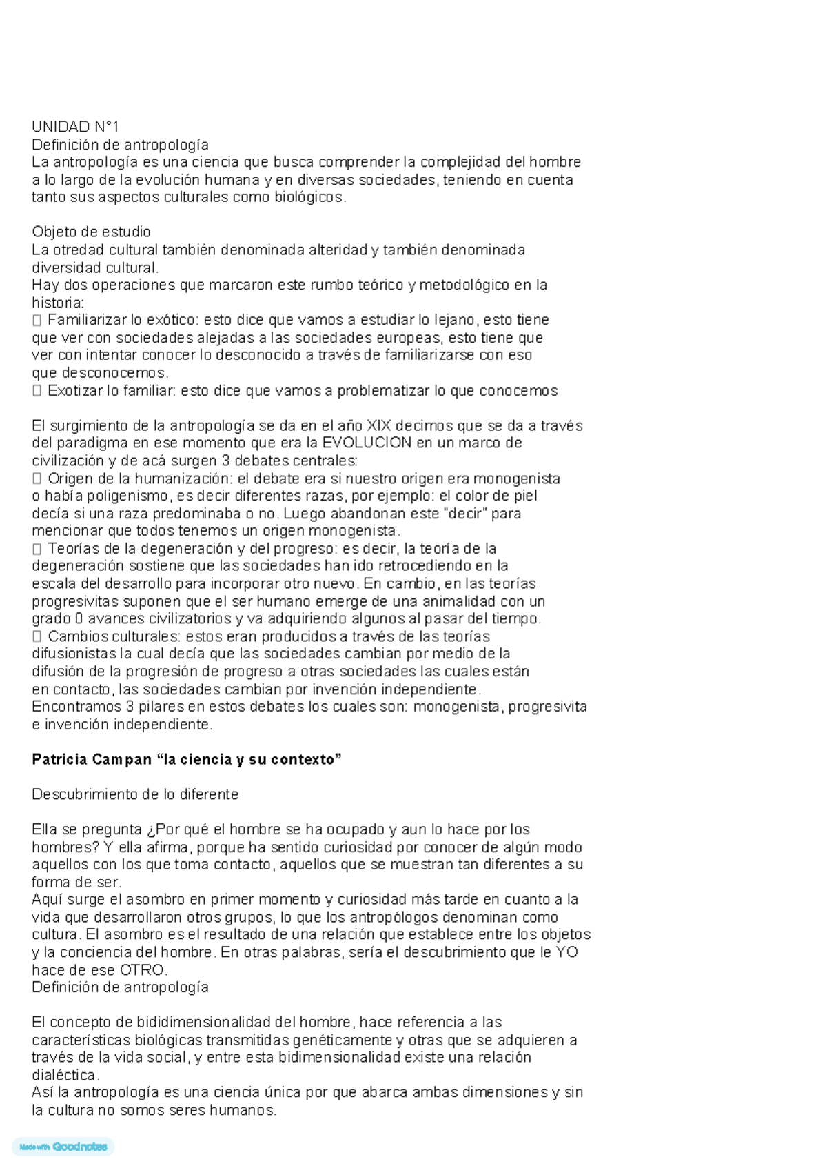 Antro 1 - UNIDAD N° Definición de antropología La antropología es una ...