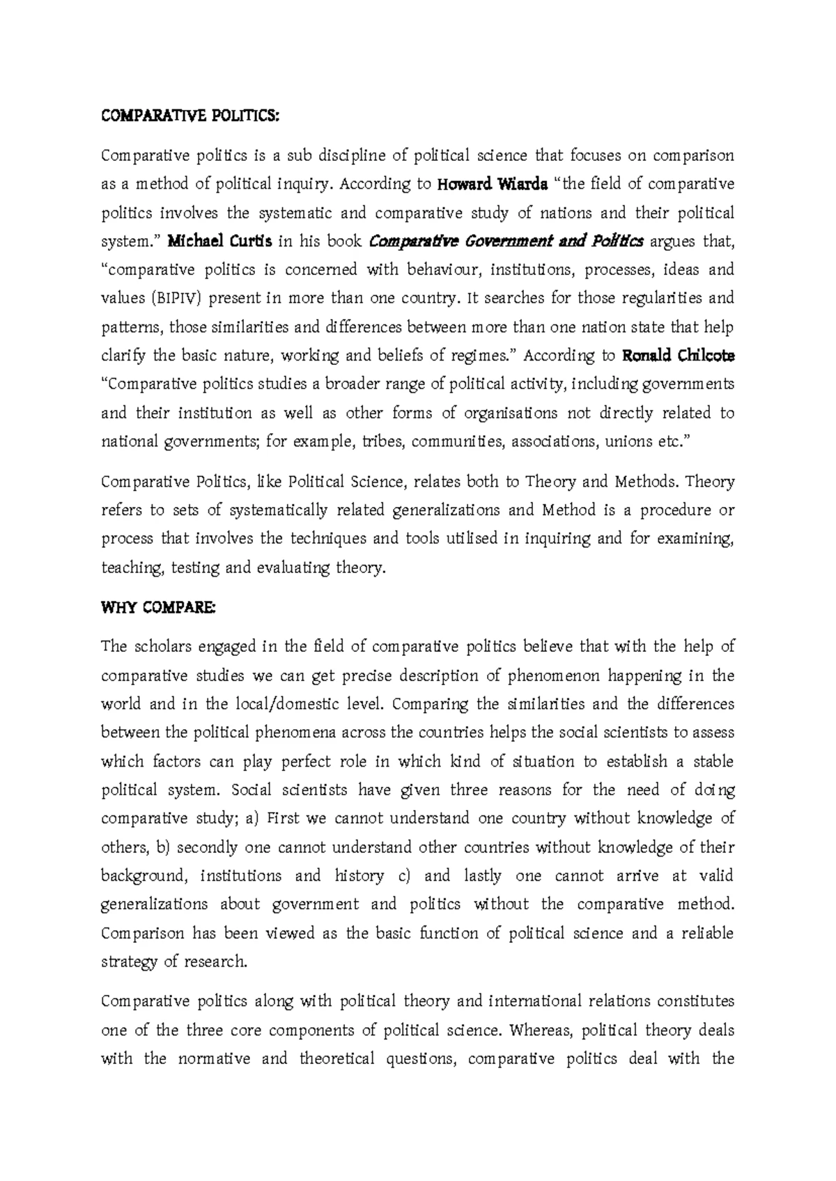 Evolution Of Comparative Politics - COMPARATIVE POLITICS: Comparative ...