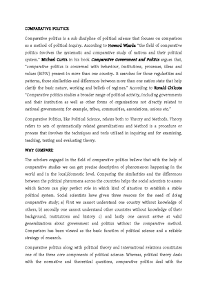 [Solved] Characteristics of comparative politics - Introduction To ...
