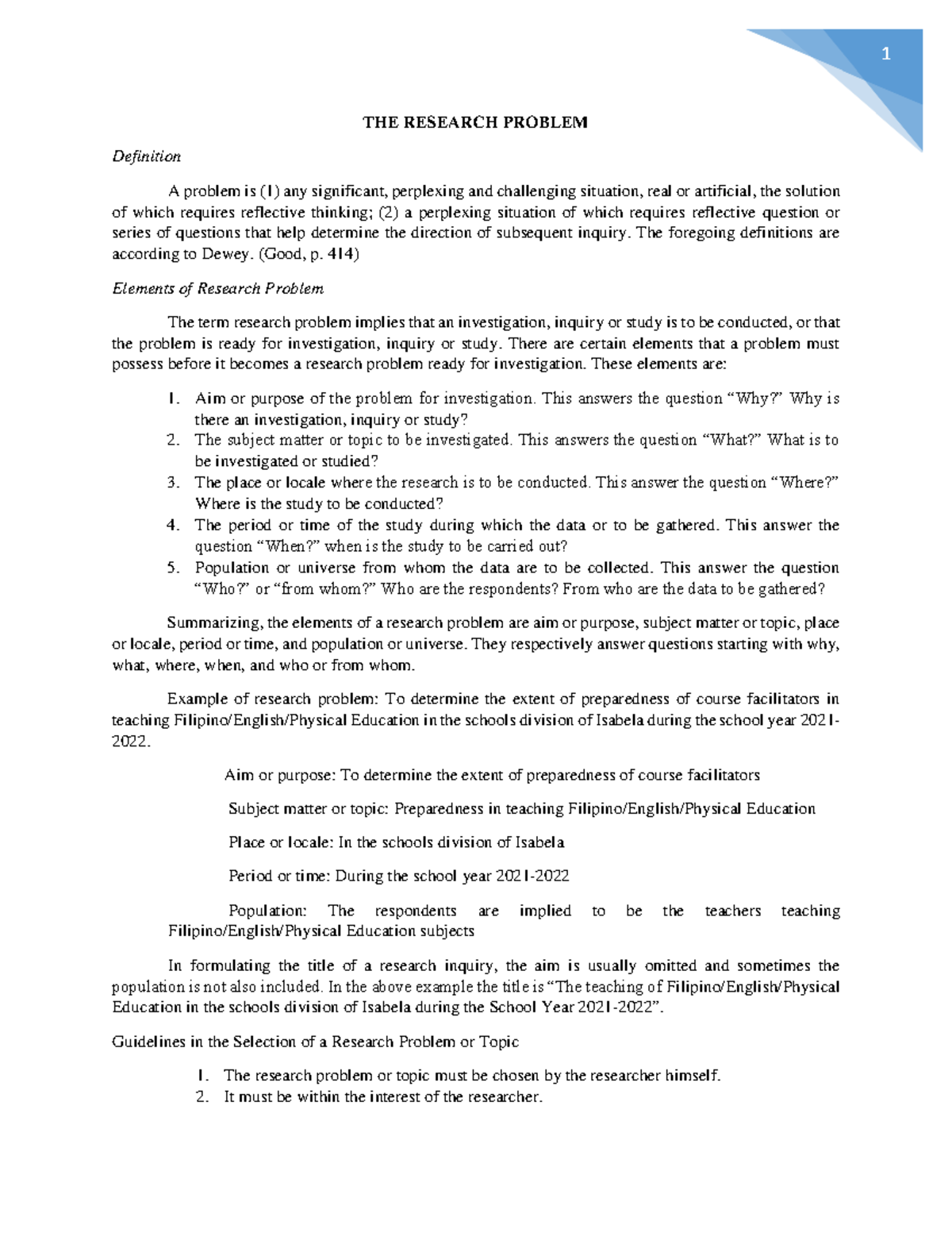 Research Problem Overview: Key Elements and Guidelines for Thesis ...