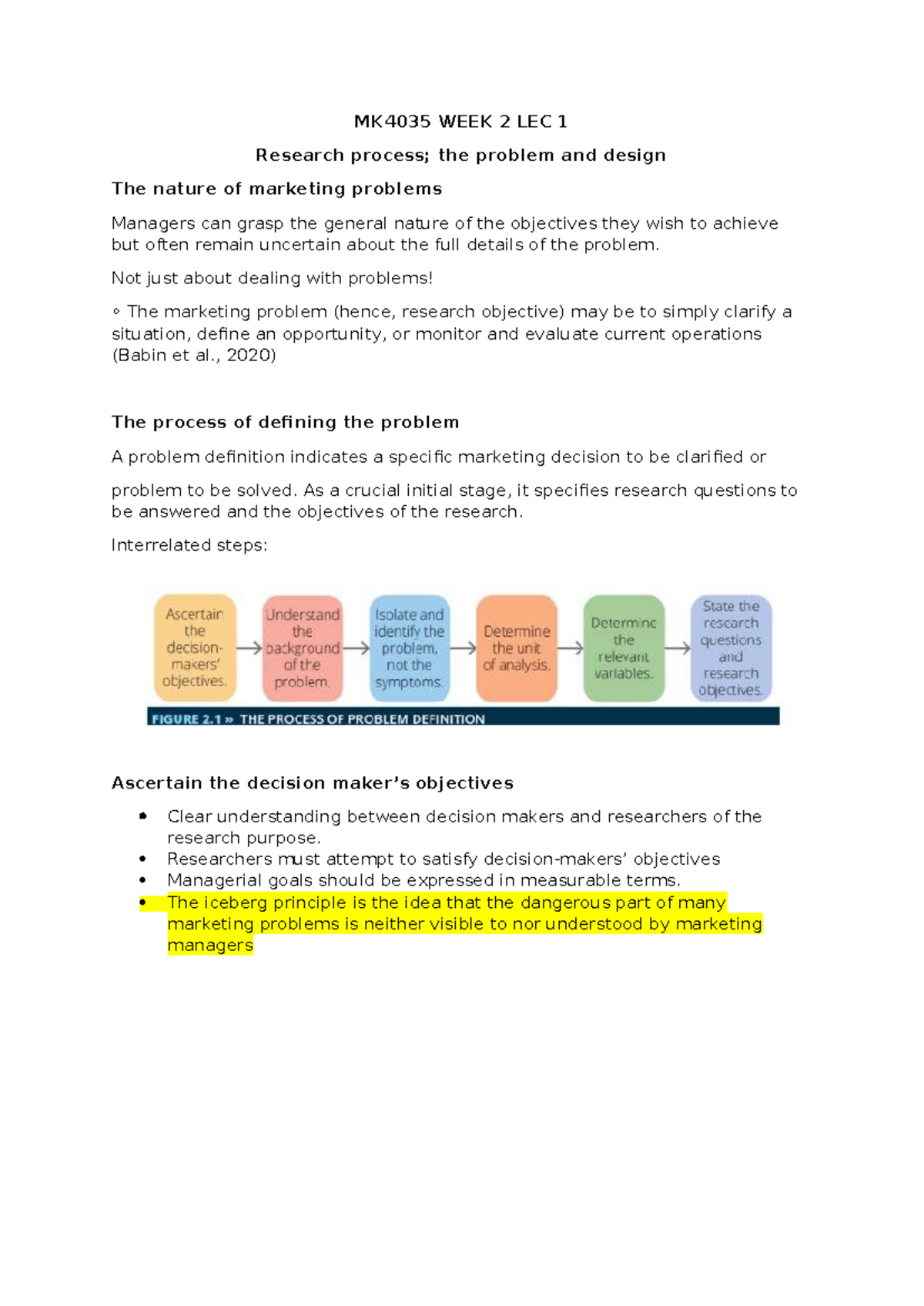 MK4035 WEEK 2 LEC 1 - Understanding Marketing Problems & Research ...