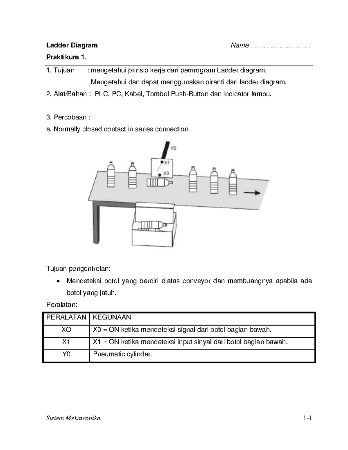 Contoh Soal PLC Praktikum 1 - Pemrograman Ladder Diagram - Studocu