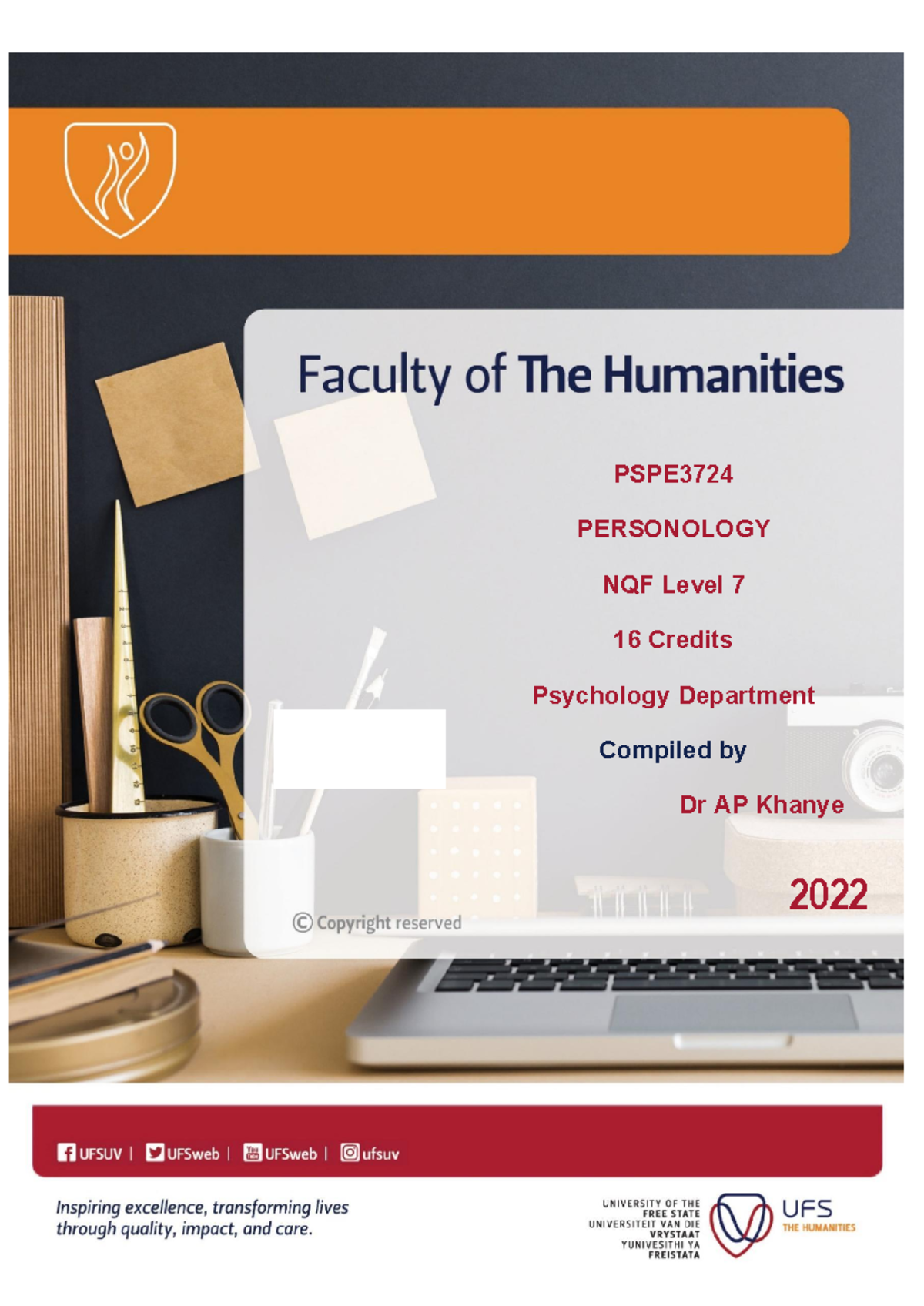 PSPE3724 Personology Module Guide 2022: Overview & Assessments - Studocu