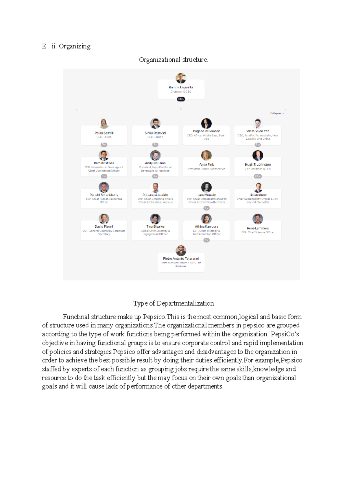 MGT 162 - Group Assignment on Organizational Structure at PepsiCo - Studocu
