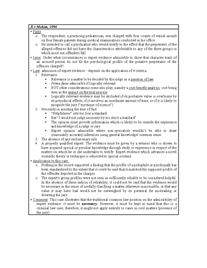 Law 1 - R v Mohan case study - Introduction: R. v. Mohan [1994] 2 S.C ...