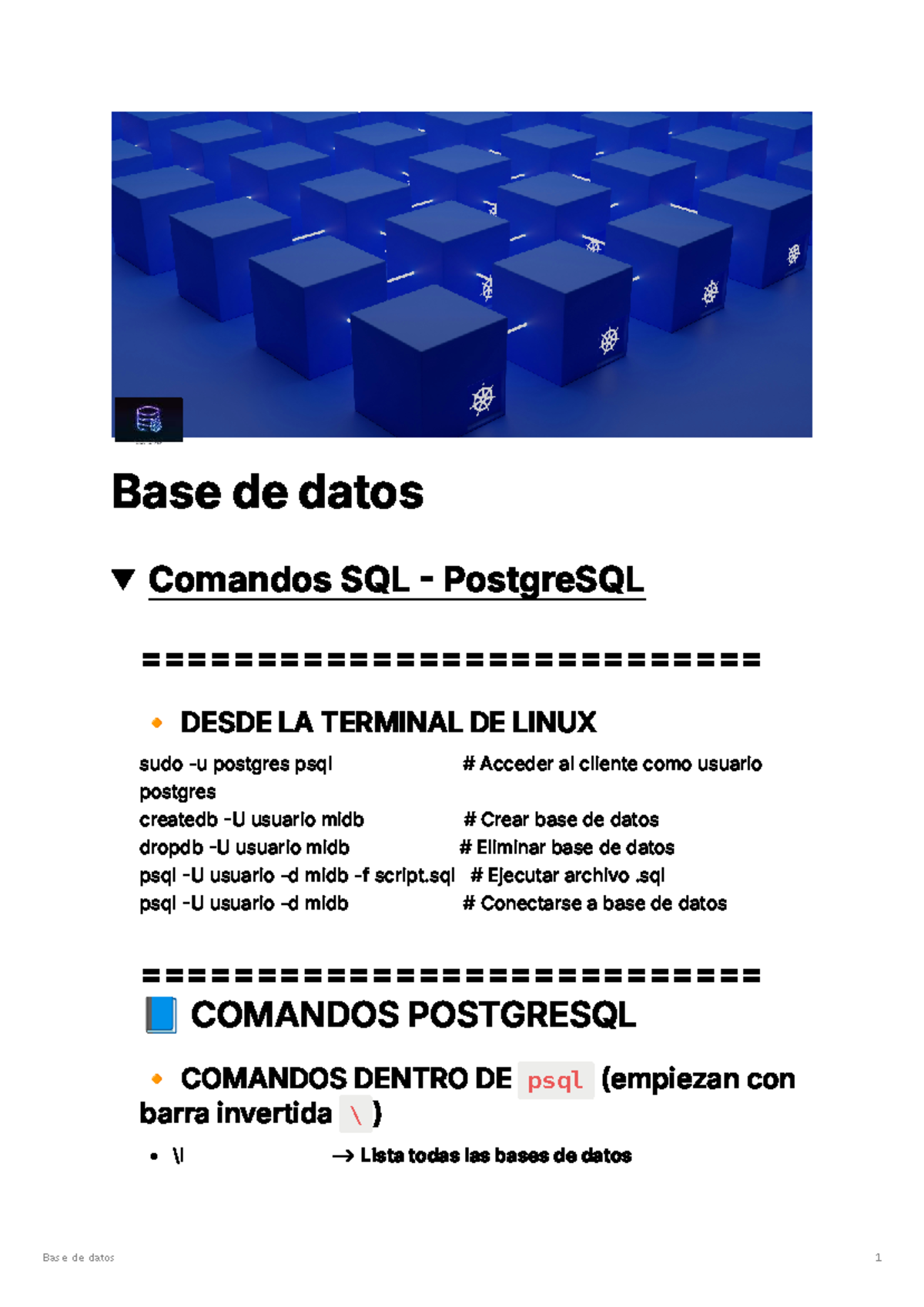 Base de datos: Comandos SQL y Estructuras en PostgreSQL - Studocu