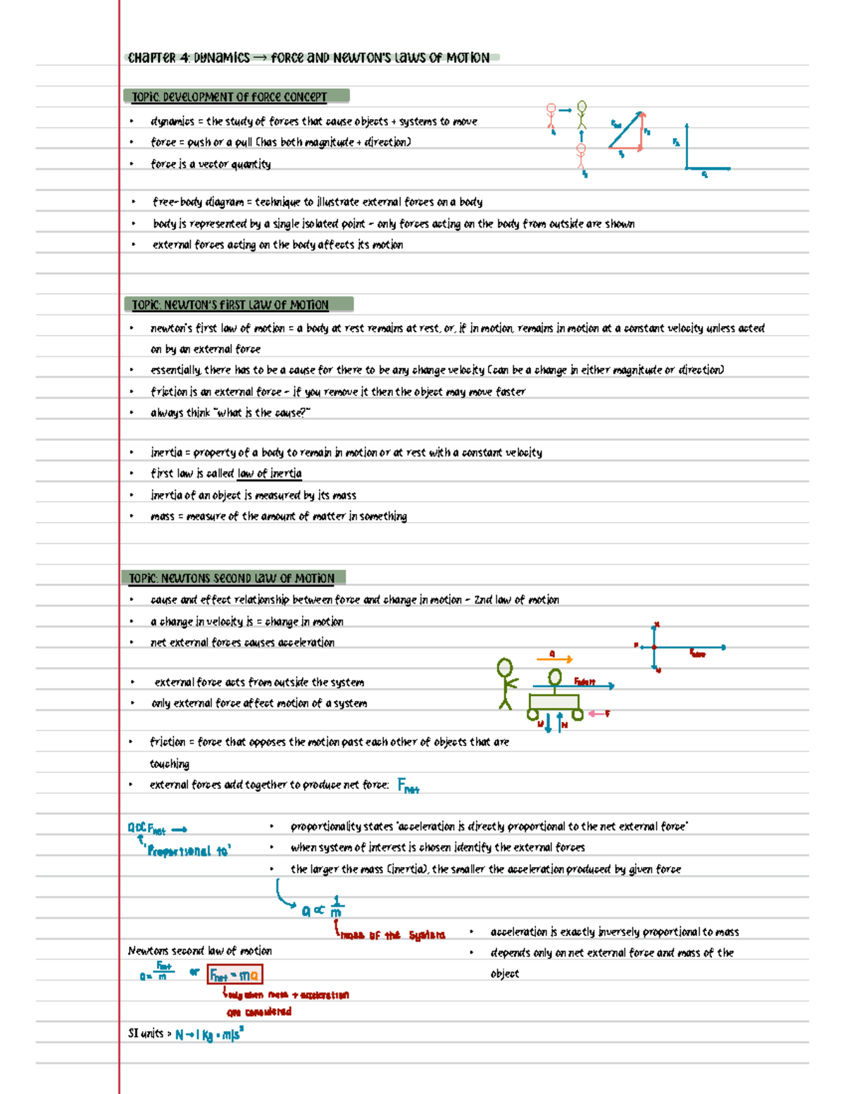 Chapter 4 - Dynamics - Chapter 4: dynamics → force and Newton's Laws of ...