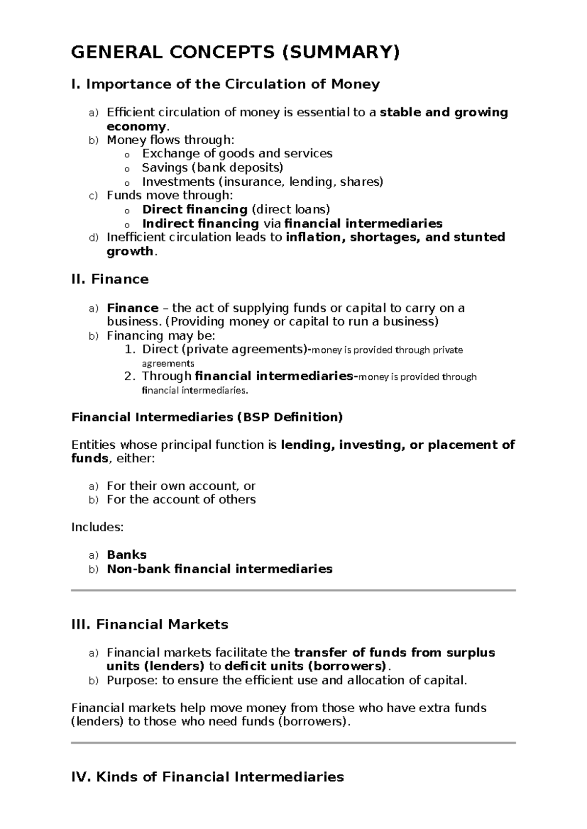 FIN 101: General Concepts in Banking and Financial Intermediaries ...