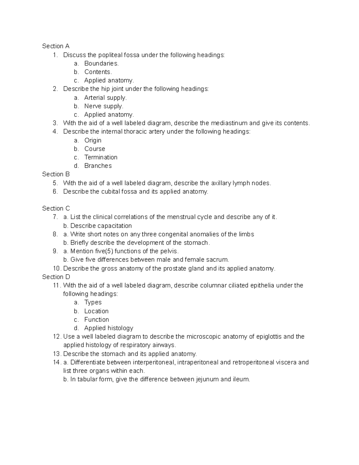 Anatomy Essay Compilation MBBS 2 2023-2024: Key Concepts & Structures ...