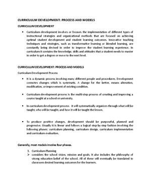 Cyclical Models of Curriculum Development - Cyclical models it ...