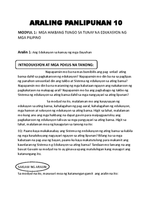 ESP 10 modyul 1 revised - Lecture notes 1-10 - S A I N T J O S E P H C ...