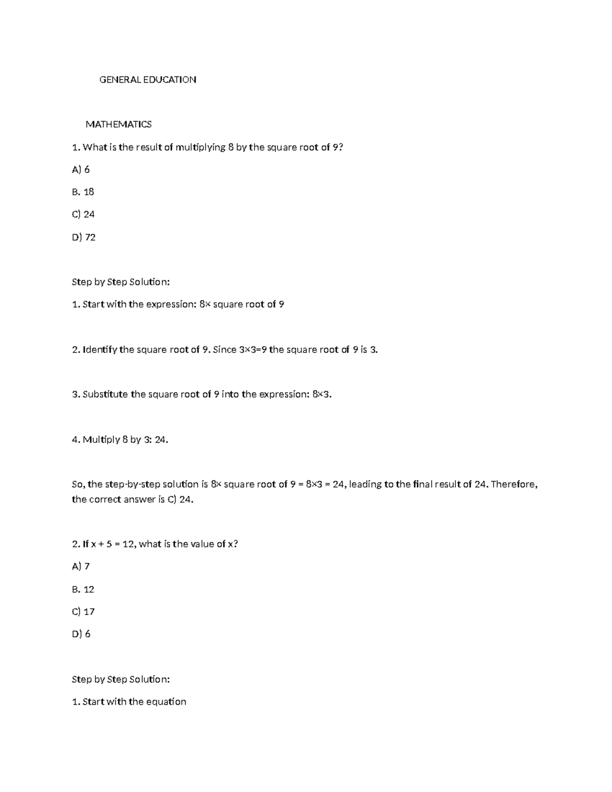 Inbound 1234505250094959299 - 🔴🔰GENERAL EDUCATION🔰🔴 🔥MATHEMATICS🔥 What ...