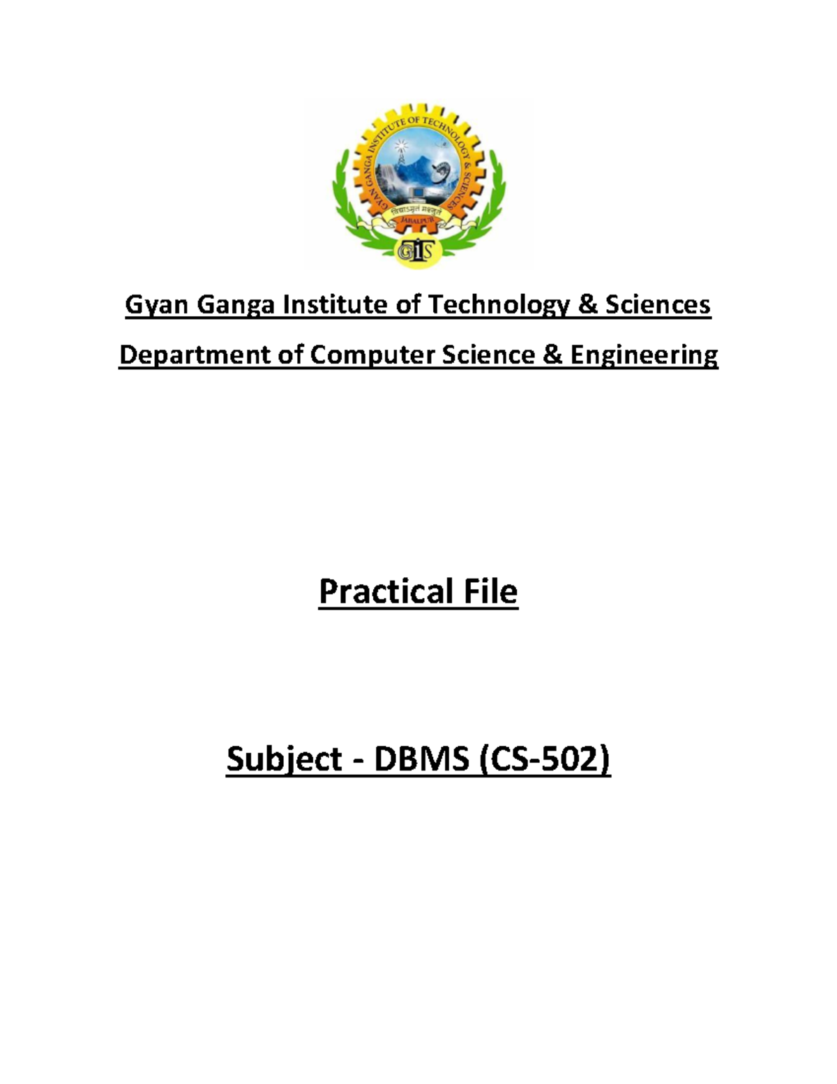 DBMS Lab Manual - CSE 101: Practical File with SQL Experiments - Studocu