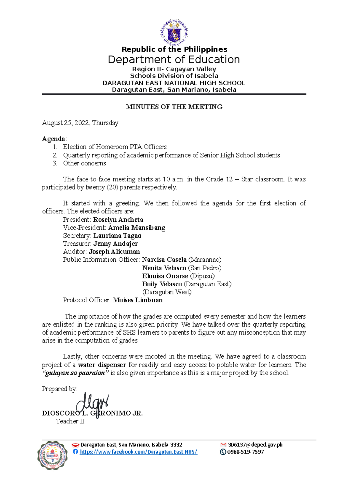 Hrpta Minutes OF THE Meeting - Republic of the Philippines Department ...