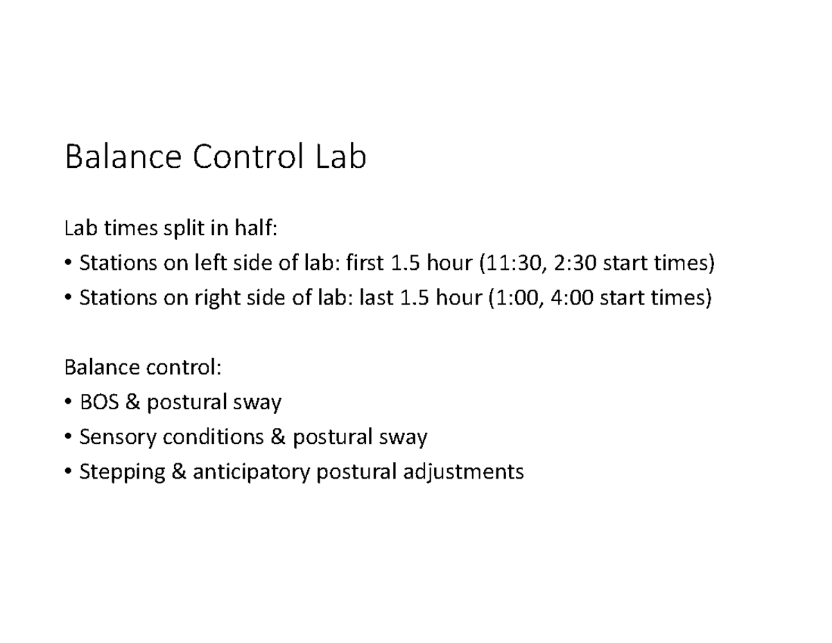 Balance Control Lab FP: Analyzing Postural Sway and Sensory Effects ...