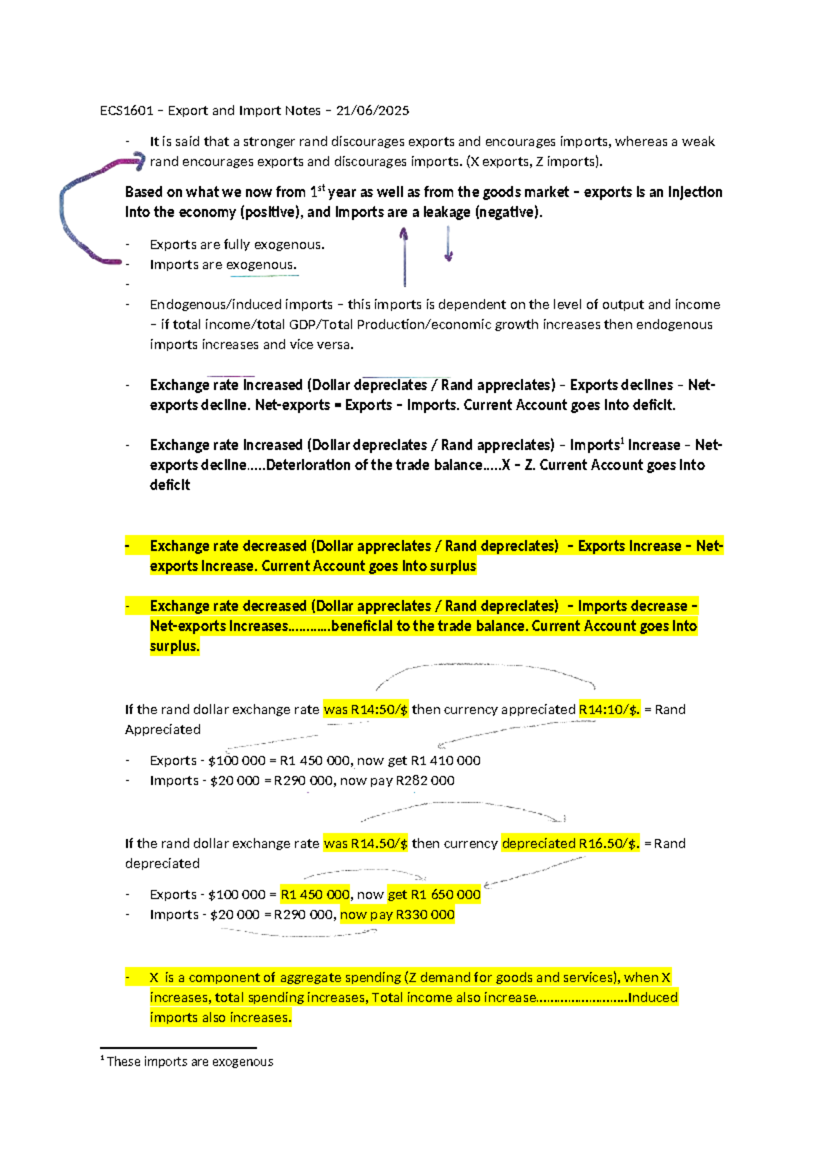 ECS1601 - Import and Export Economic Analysis Notes - Studocu